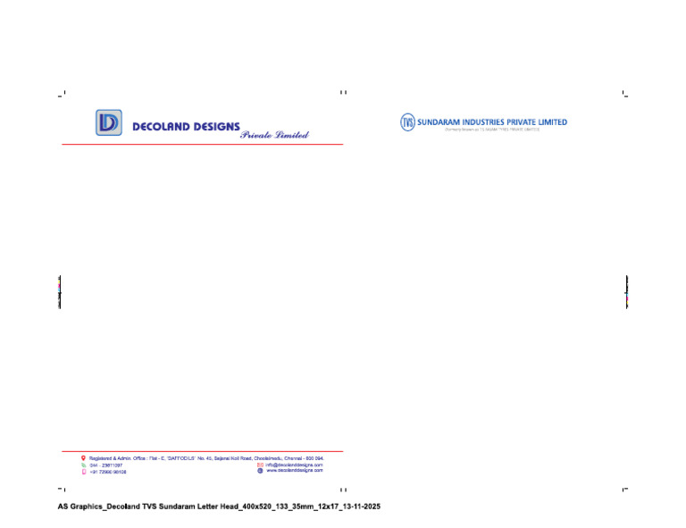 As Graphics Decoland TVS Sundaram Letter Head 400x520 4col 1set 133 | PDF