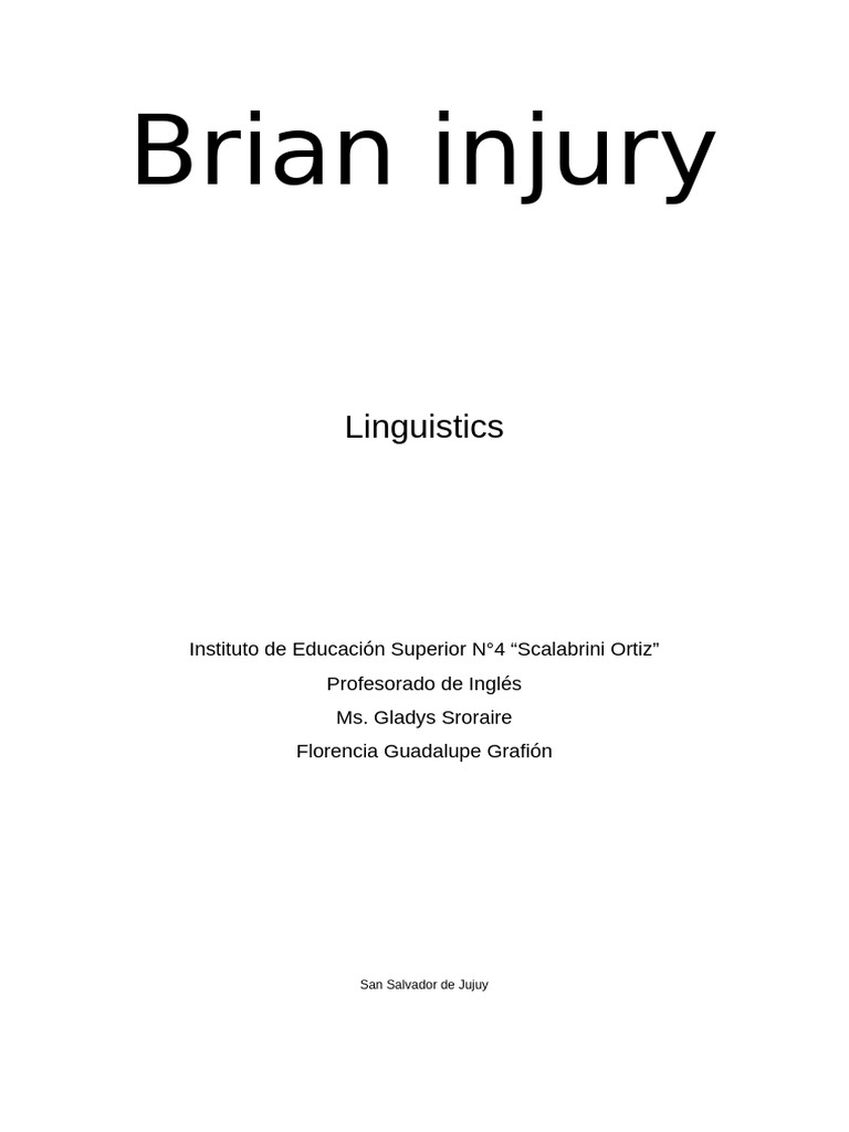 Brian Injury - Essay | PDF | Traumatic Brain Injury | Cognitive Psychology