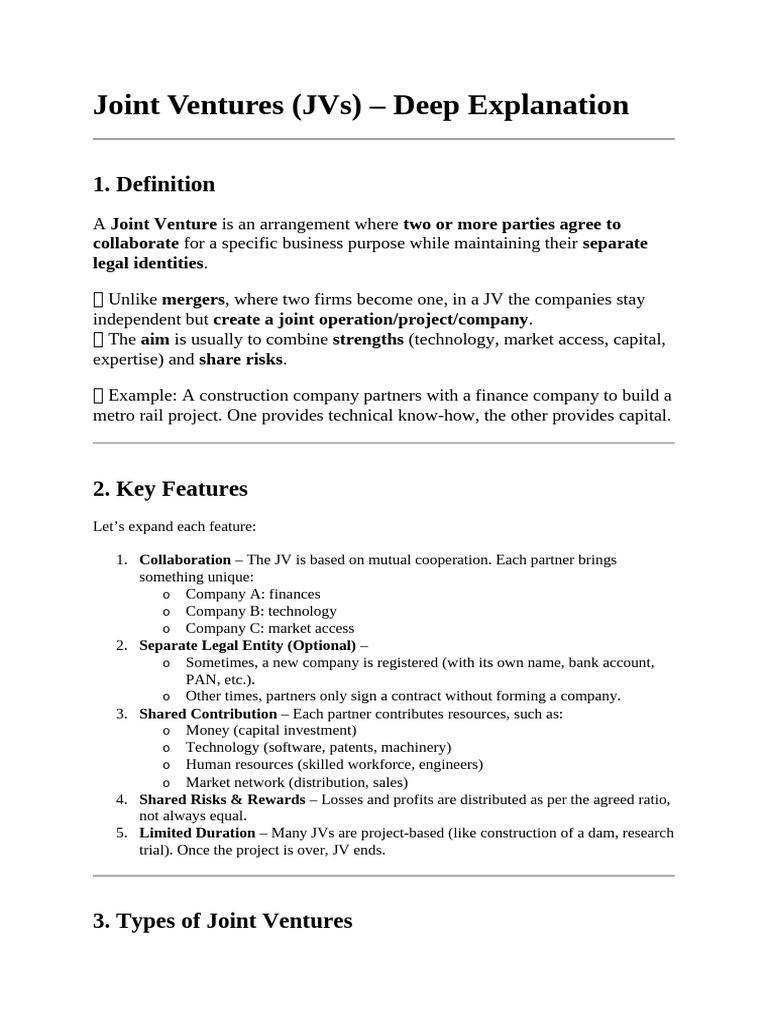 Joint Ventures | PDF | Joint Venture | Concession (Contract)