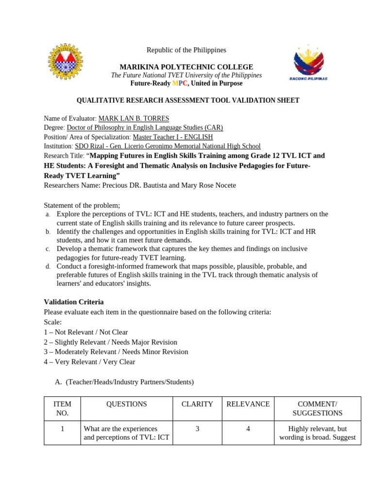 TVET English Skills Training Assessment | PDF | Vocational Education ...