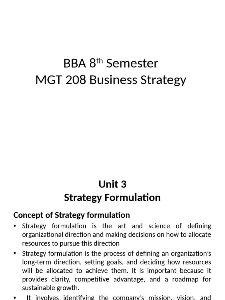 Business Strategy Formulation Guide | PDF | Strategic Management ...
