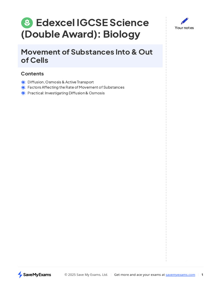 Movement of Substances in and Out of The Cells | PDF | Diffusion | Osmosis