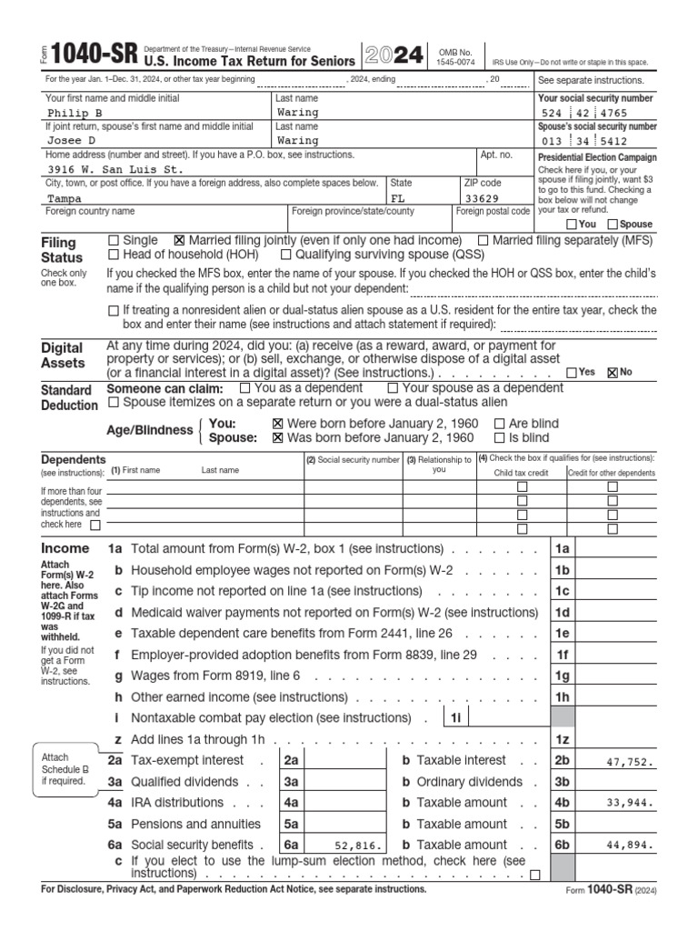 P&J Waring 2024 | PDF | Tax Deduction | Irs Tax Forms