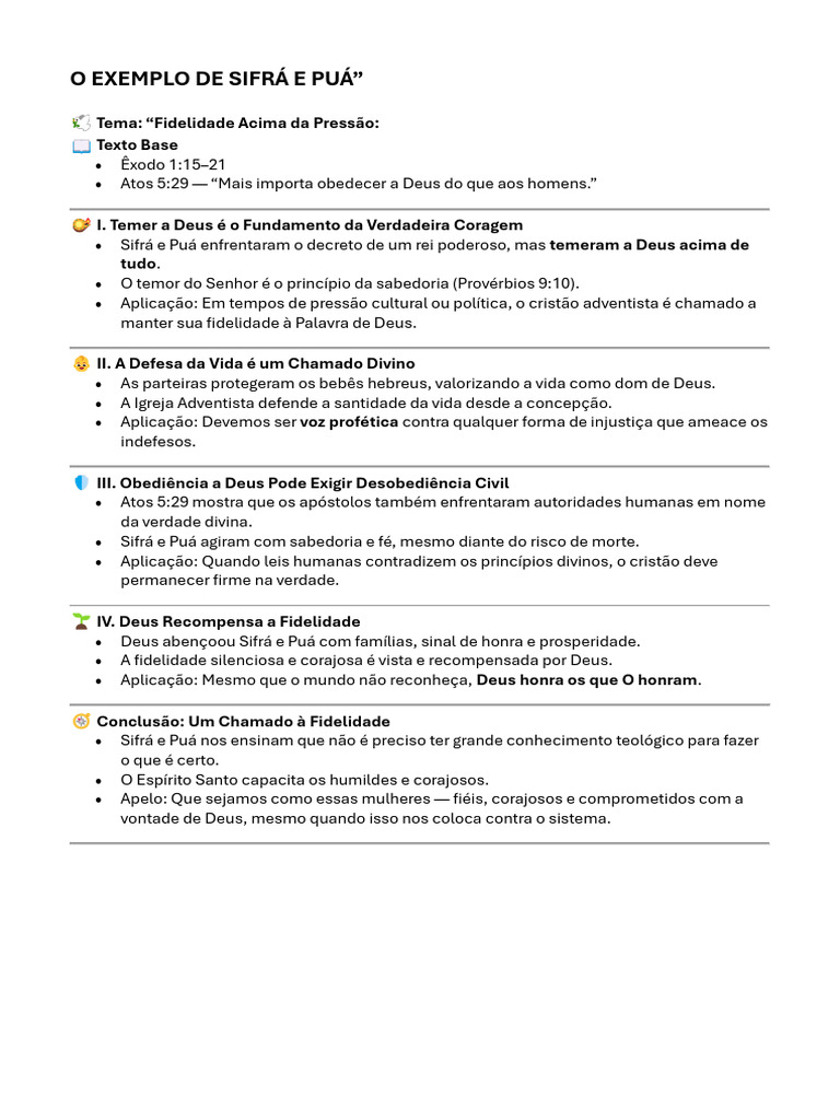 Fidelidade de Sifrá e Puá na Pressão | PDF | Fé | Deus