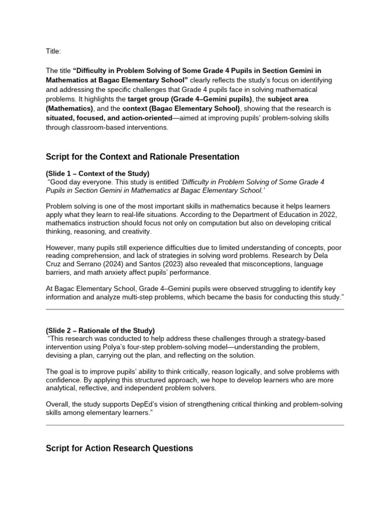 Script For The Context and Rationale Presentation | PDF | Critical ...
