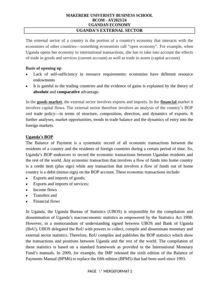UGANDAN EXTERNAL SECTOR 2022 - Final - 114249 | PDF | Balance Of Trade ...