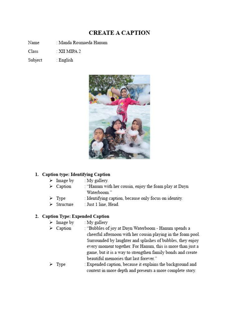 Captions for Hanum's Waterboom Fun | PDF