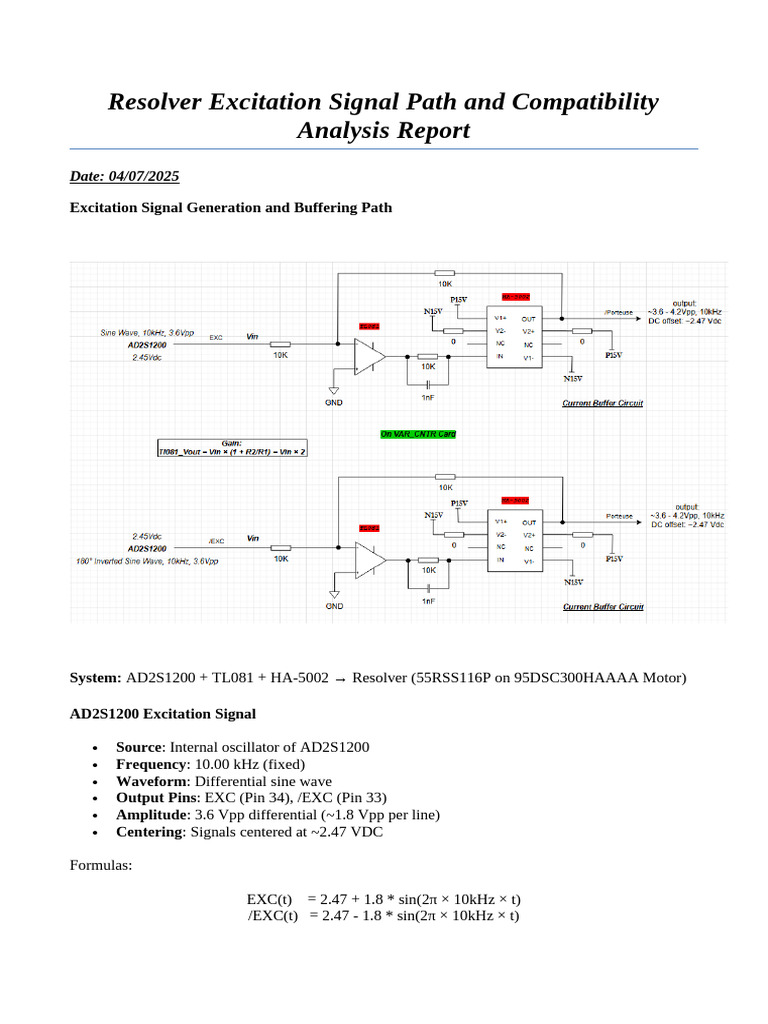 Resolver Excitation Signal Path and Compatibility Analysis Report | PDF ...