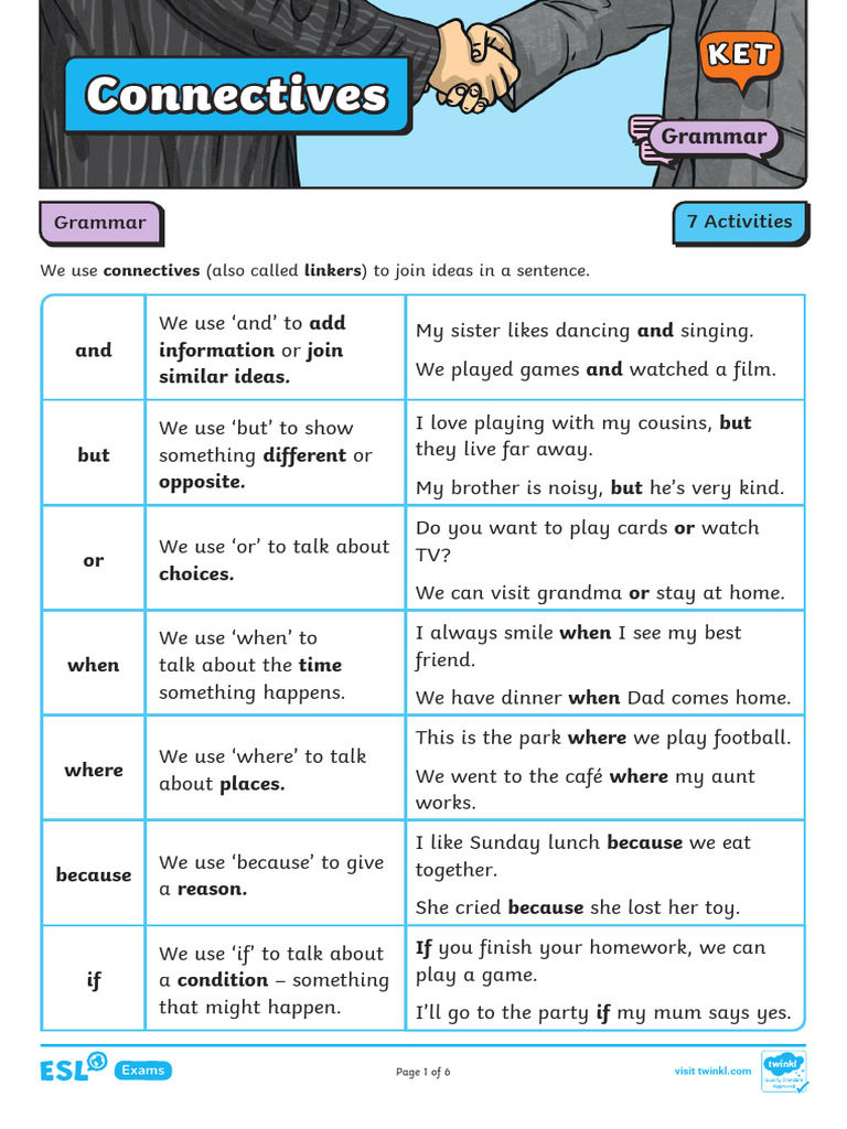 T 1744697843 A2 Key Ket Grammar Activity Sheet Connectives Ver 3 | PDF ...