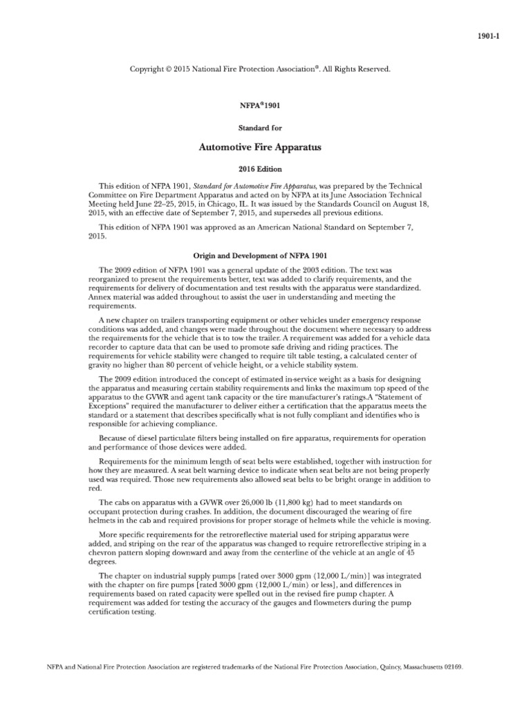 Nfpa 1901 | PDF