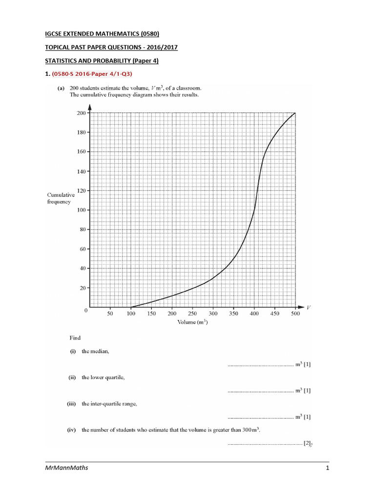 2016 2017 Ppqs Statistics and Probability QP (3) 2 | PDF