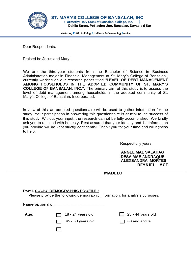 LDM Questionnaire | PDF | Debt | Private Sector