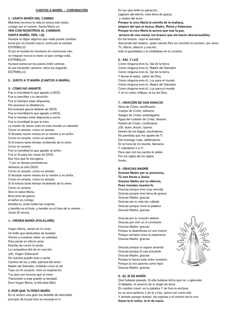 Cantos A María Mayo 2018 | PDF | María, madre de Jesús | Cristo (título)