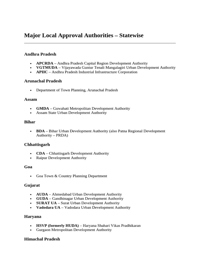 Major Local Approval Authorities | PDF | Urbanization | Planning
