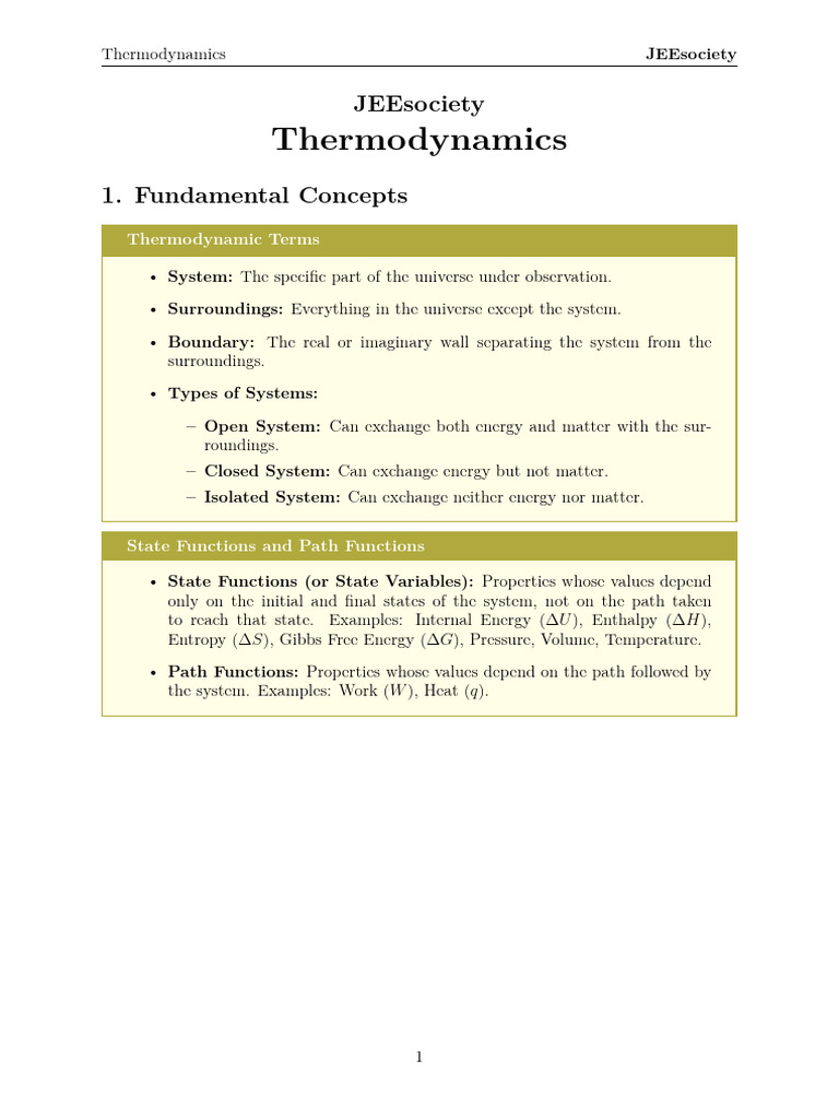 Thermo Short Notes | PDF | Enthalpy | Heat