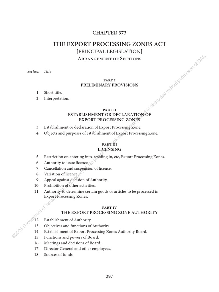 The Export Processing Zones Act | PDF | License | Justice