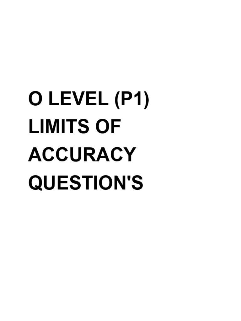 LIMITS OF ACCURACY WORKSHEET O Levels | PDF | Length | Area