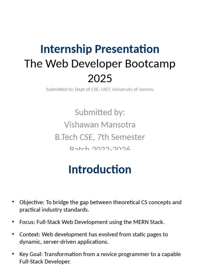 Web Developer Internship Presentation | PDF | World Wide Web | Internet ...