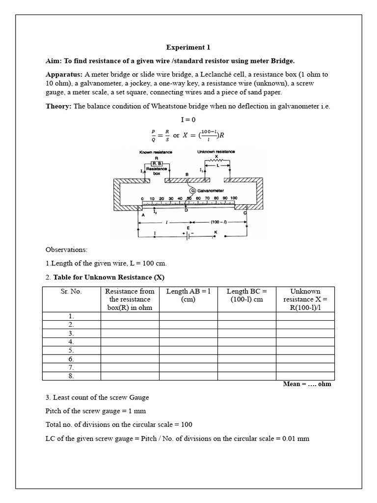 Metre Bridge Without Readings | PDF