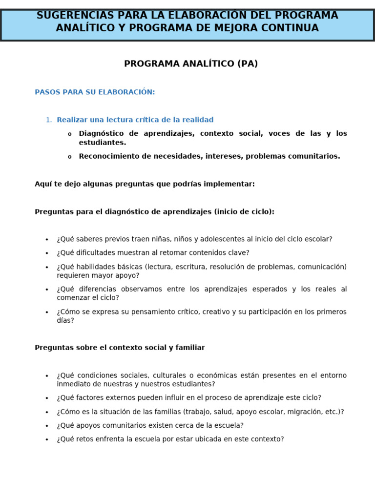 Guía para Elaborar un Programa Analítico | PDF | Enseñando | Maestros