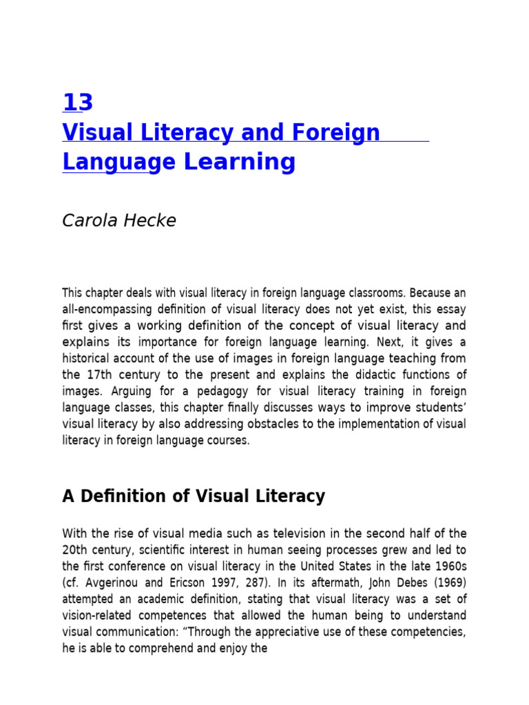 Visual Literacy in Language Learning | PDF | Literacy | Communication
