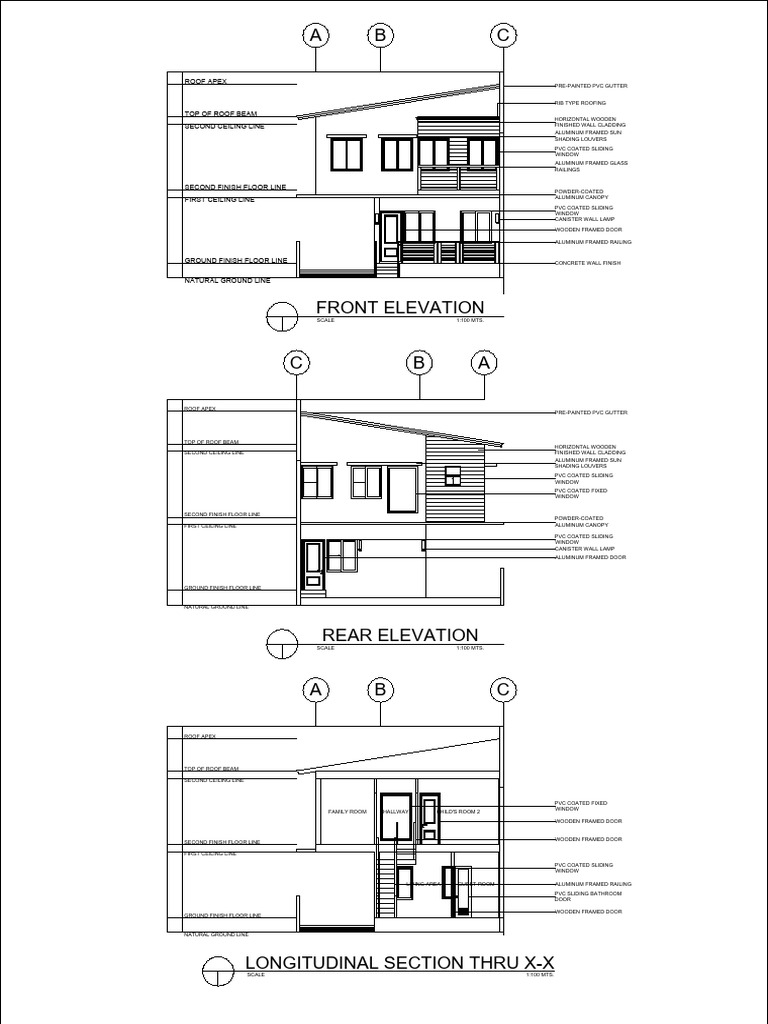BT Working Drawing - 2-Elev and Sec Thru X-X | PDF | Window | Wall