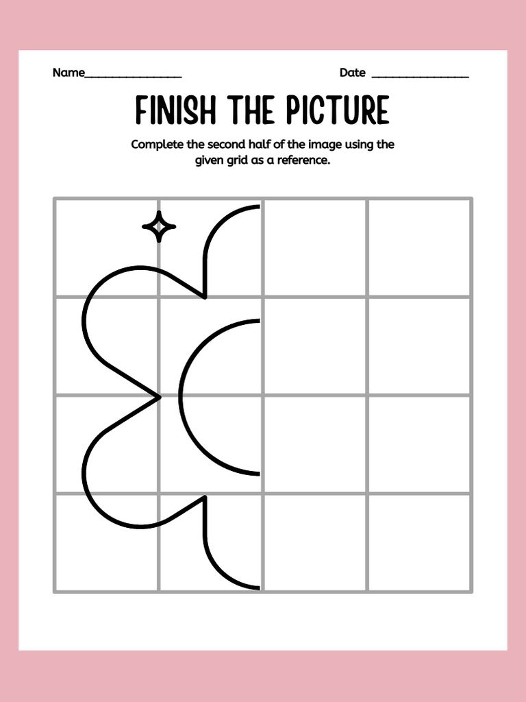 Finish The Picture Symmetry Worksheet in Pink | PDF