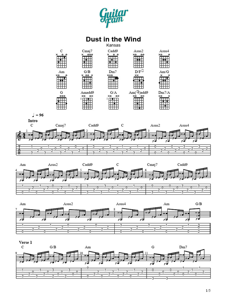 Dust in The Wind Guitar Fam | PDF