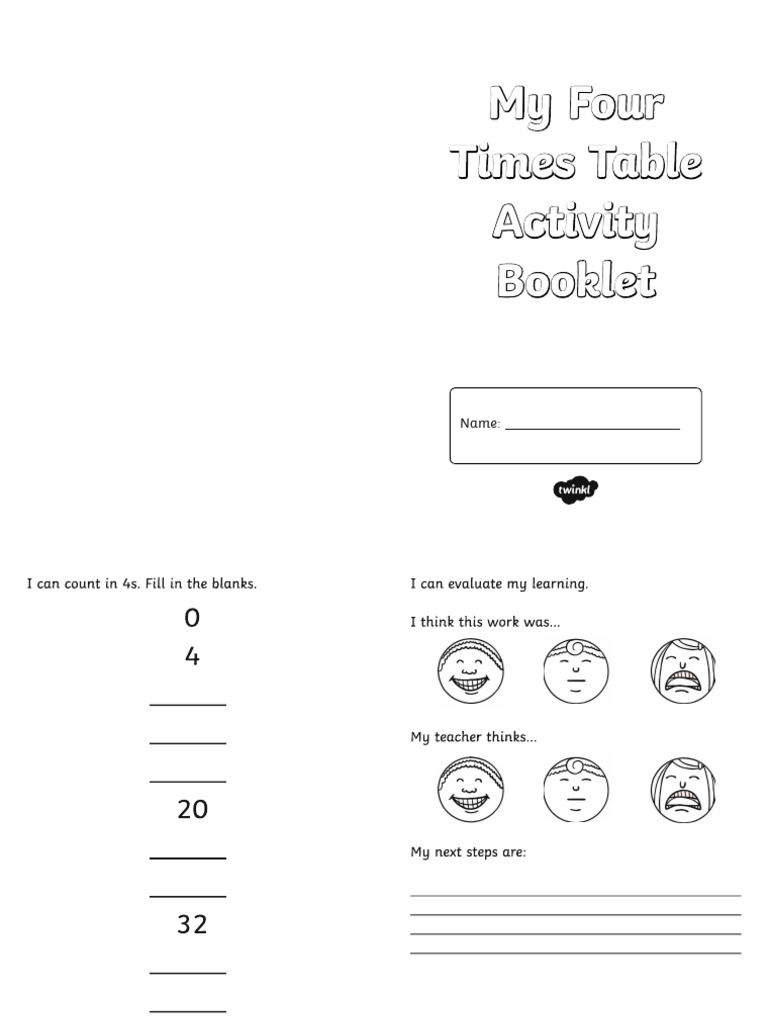 Four Times Table Activity Booklet | PDF