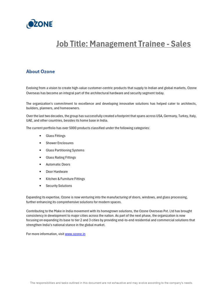 Management Trainee-Sales (Campus JD) | PDF | Marketing | Customer ...
