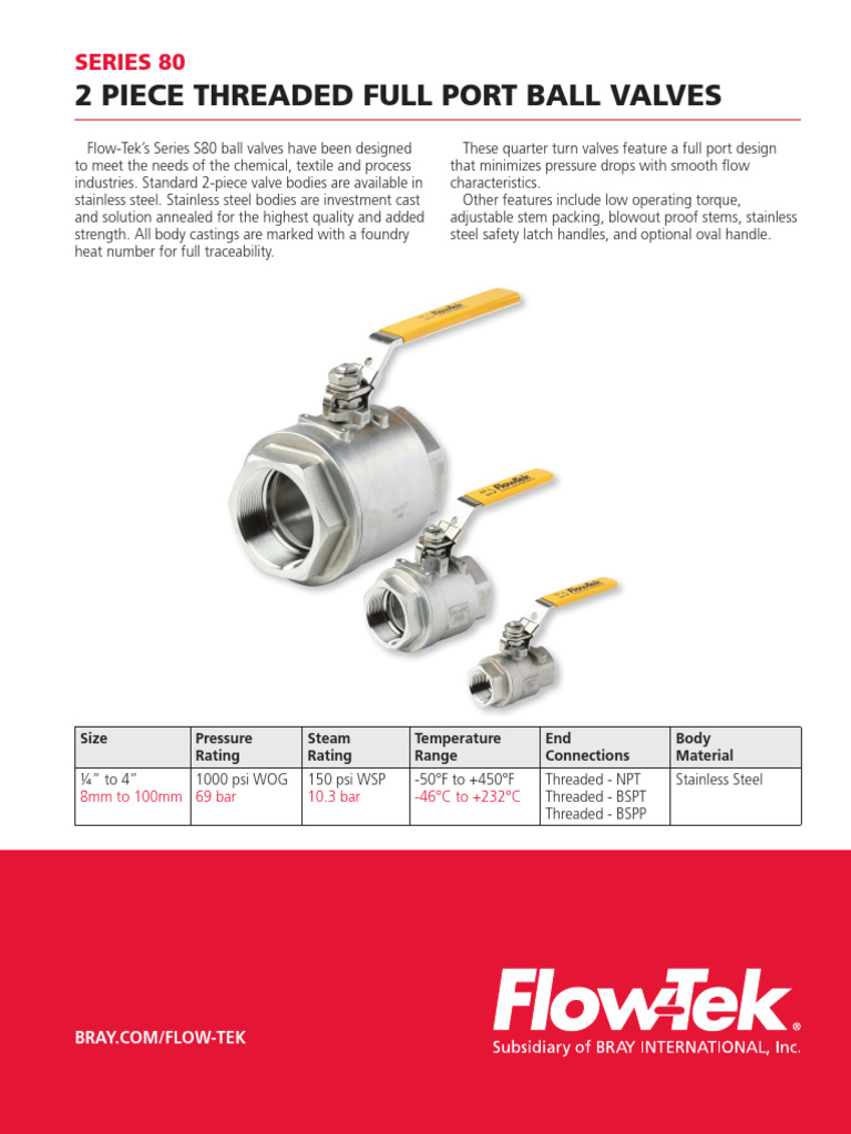 Flow-Tek S80 Full Port Ball Valves | PDF | Valve | Plumbing