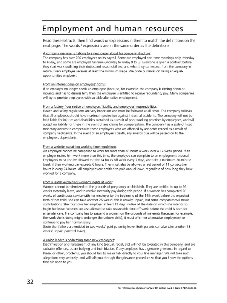 Handout 5 - Employment Vocabulary | PDF