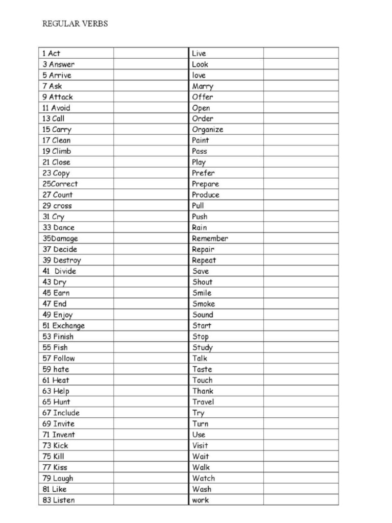 7 Ban - Movers - Regular Verb | PDF