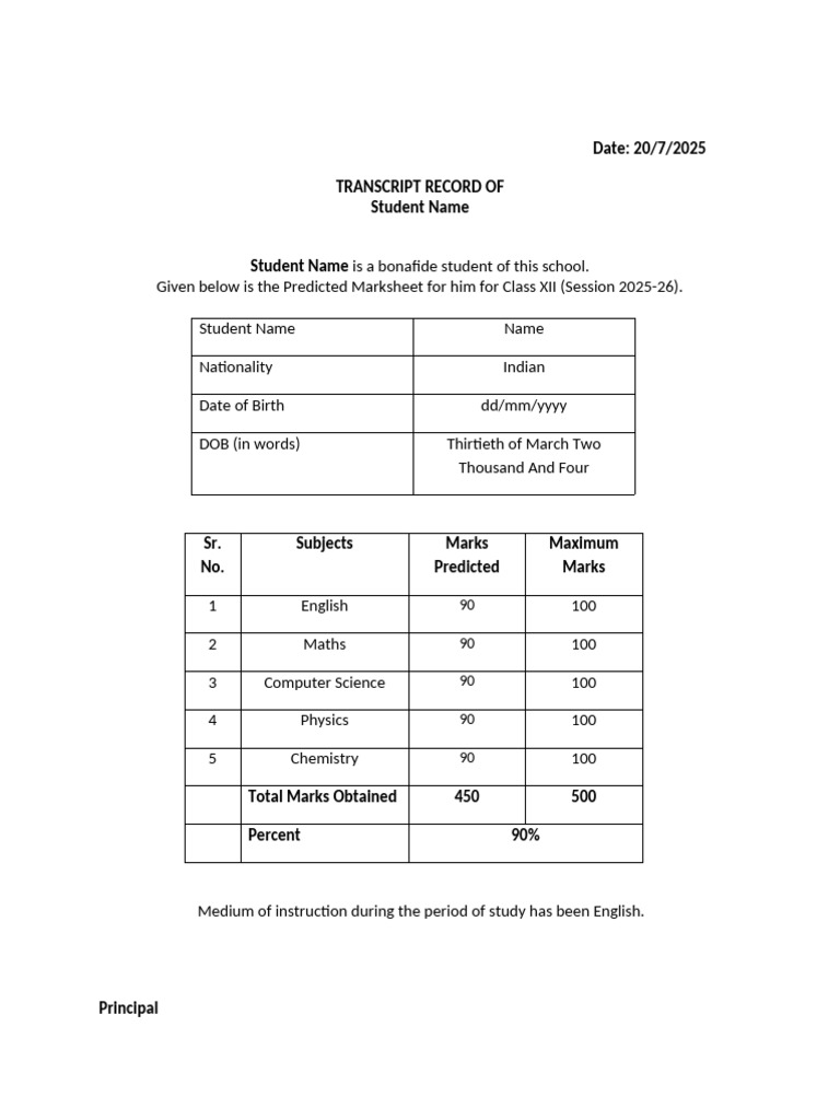Sample Transcript Format-065251 | PDF | Science | Inquiry