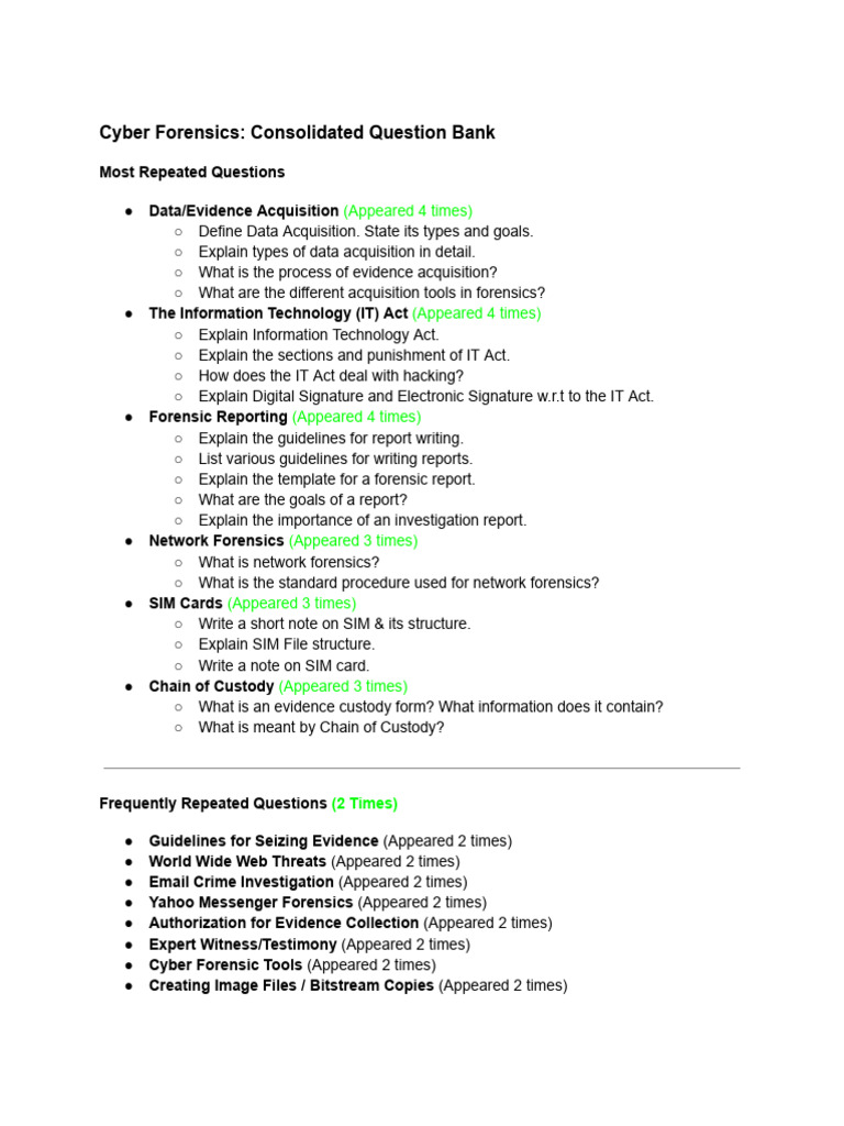 CF Question | PDF | Computer Forensics | Computer Security