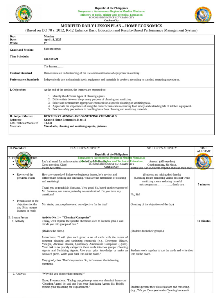 Final Lesson Plan 2025 | PDF | Chemical Substances | Materials