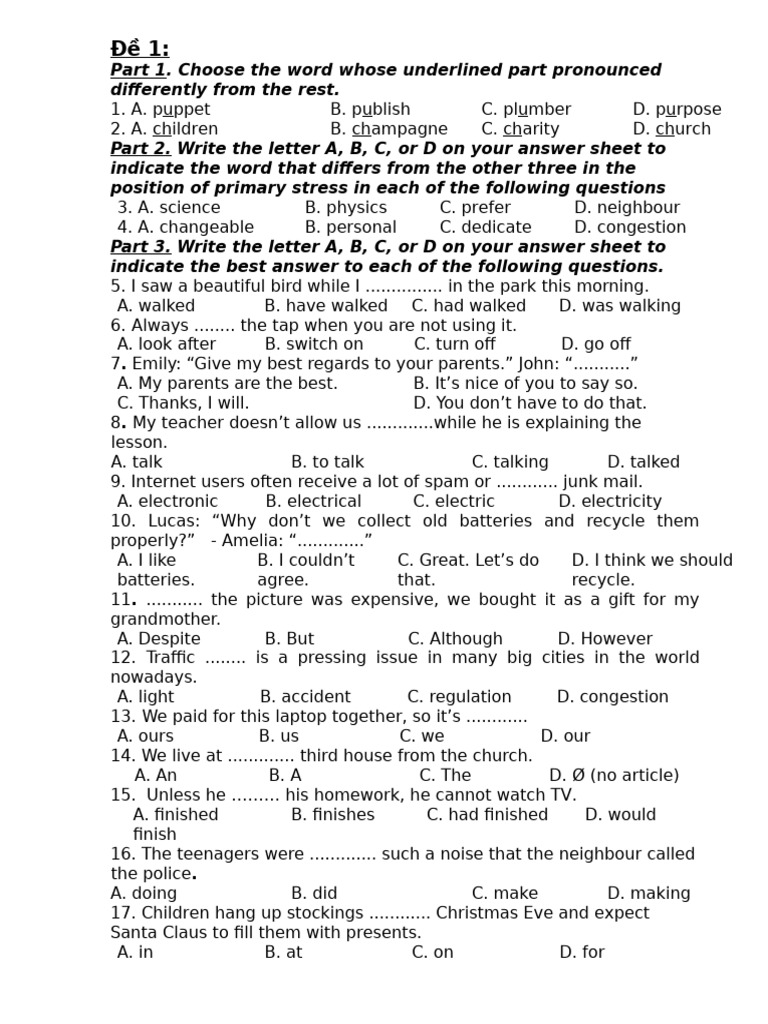 English Language Proficiency Test Practice | PDF | Forests | Columbidae