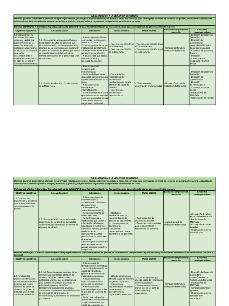 At Herramienta PCPEVG - GADM Chone .Xlsx - EJE 2 | PDF | Violencia | Igualdad de género
