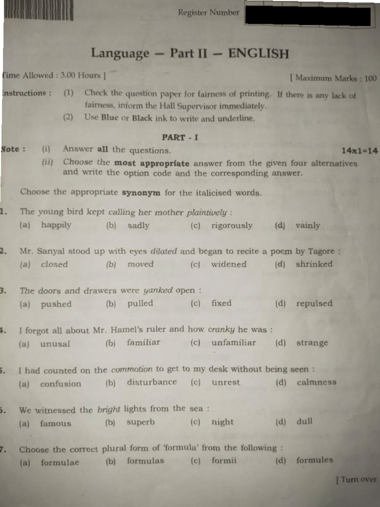 TN Board Class 10 English April13 Question Paper 2023 (2) | PDF