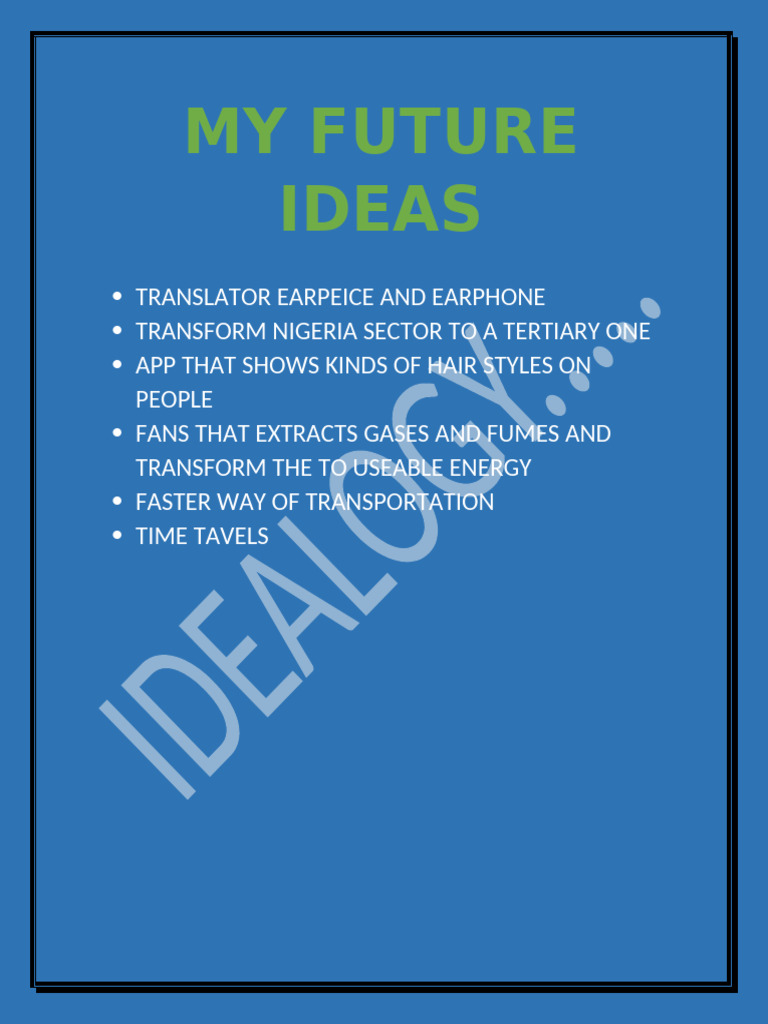 My Future Ideas | PDF