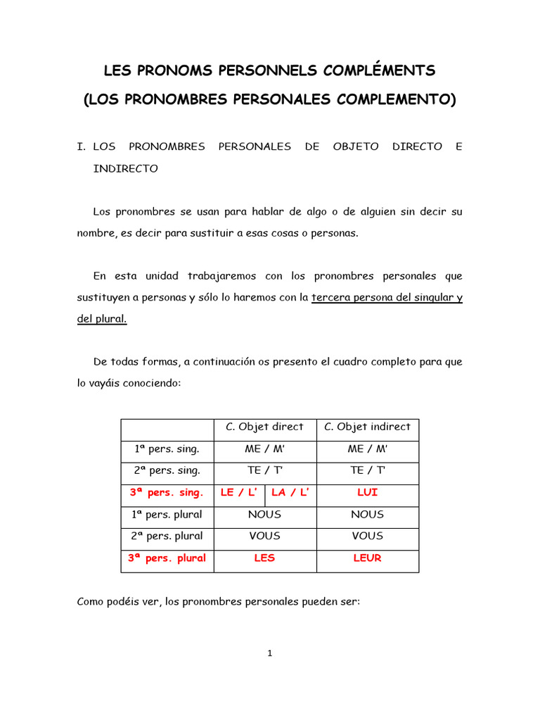 3 Les Pronoms COD Et COI | PDF | Objeto (gramática) | Pronombre