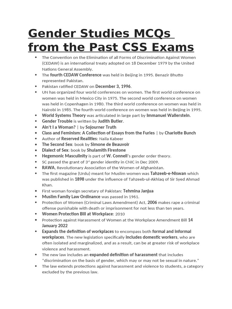 CSS Exam Past Paper Mcqs | PDF | Crimes | Crime & Violence