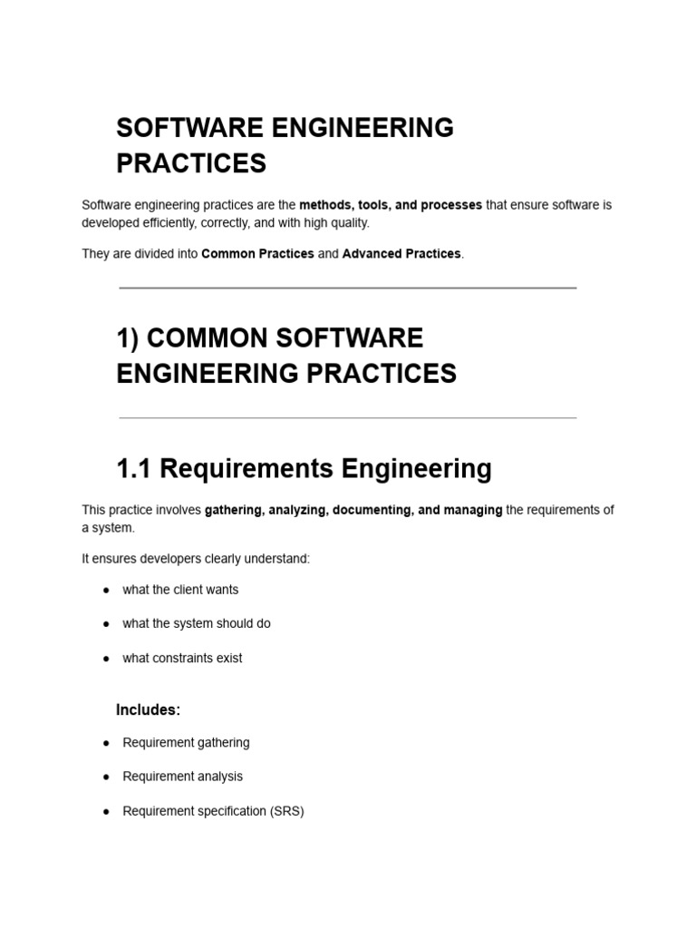 Software Engineering Practices | PDF | Software Development | Model–View–Controller