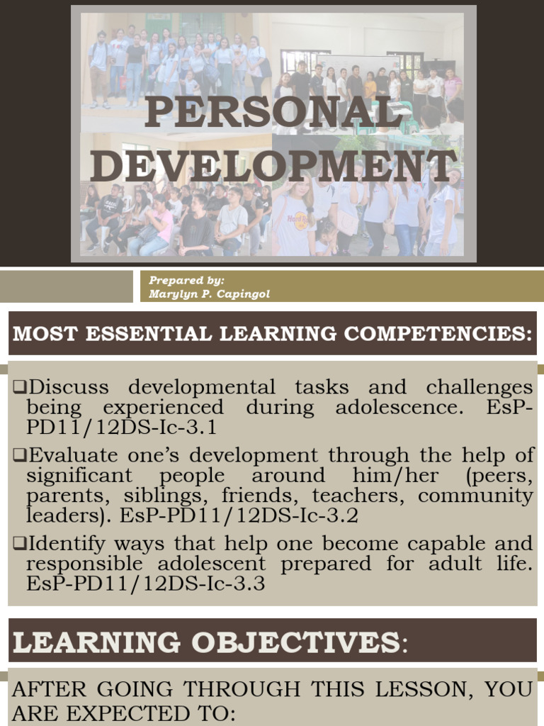 Capingol - PerDev - Lesson 3 - Developmental Stages in Middle and Late Adolescence | PDF ...