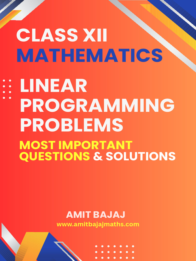 12s. Class Xii Maths (Linear Programming Problems) Most Important Questions & Solutions (2025-26 ...