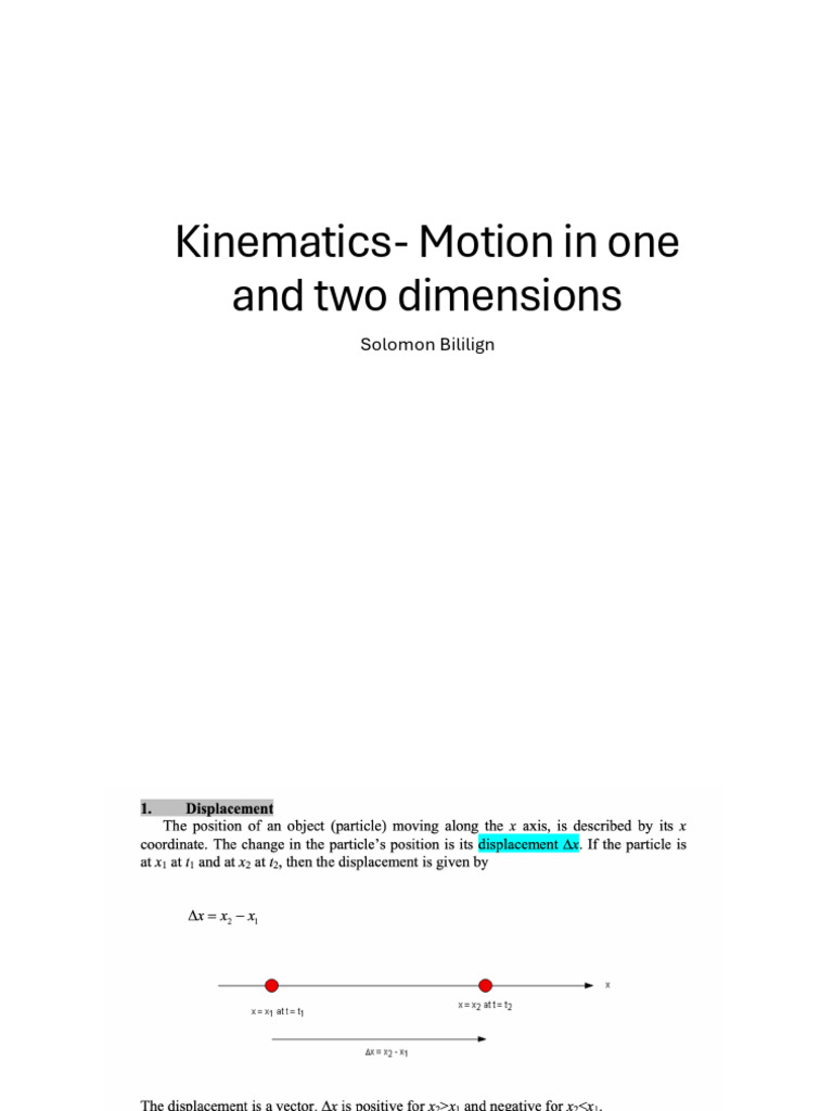 Kinematics: Motion in 1D and 2D | PDF