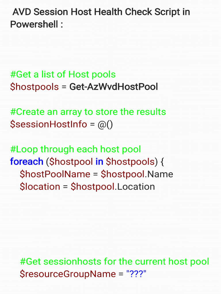 AVD Session Host Healthcheck Script | PDF
