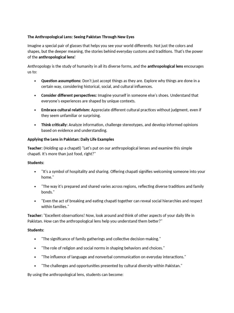 The Anthropological Lens | PDF | Anthropology | Critical Thinking