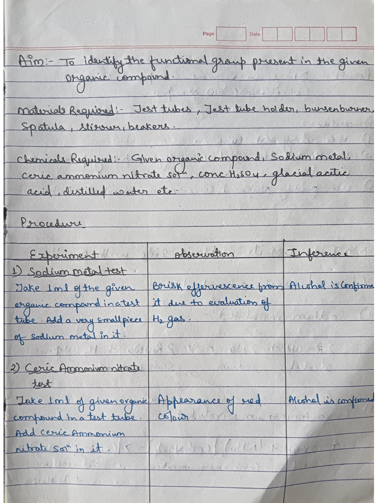 Class 12th Practical, Identification of Functional Groups in Given ...
