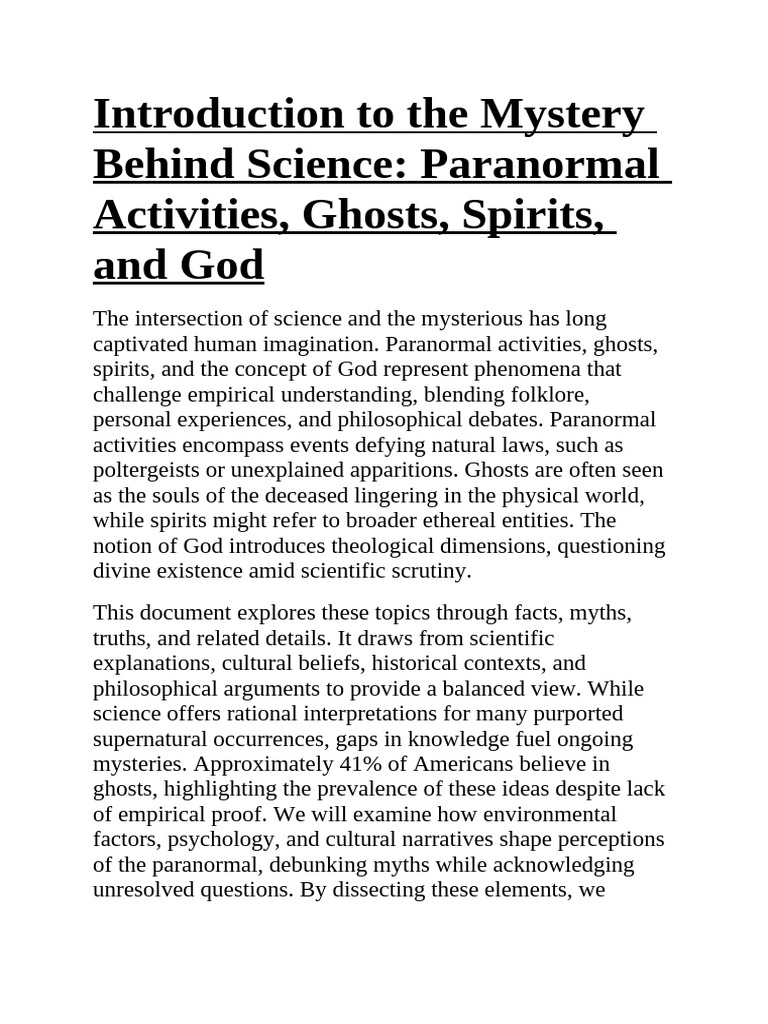 Introduction To The Mystery Behind Science | PDF | Ghosts | Paranormal